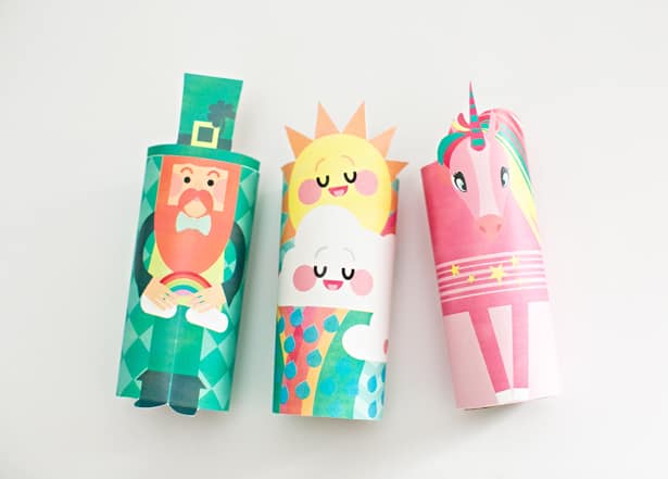 HAPPY CLOUD, UNICORN AND LEPRECHAUN PAPER TUBE CRAFT WITH FREE PRINTABLES HAPPY CLOUD, UNICORN AND LEPRECHAUN PAPER TUBE CRAFT WITH FREE PRINTABLES