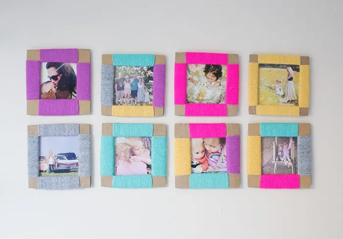 DIY CARDBOARD YARN PHOTO FRAME