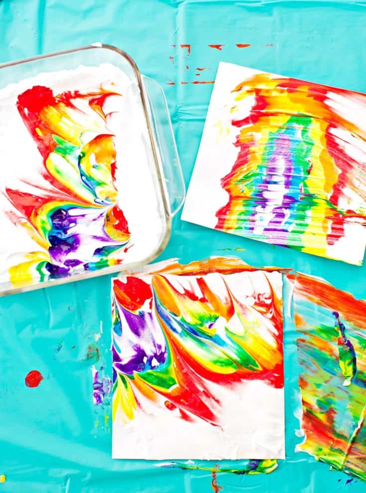 RAINBOW SHAVING CREAM MARBLED ART