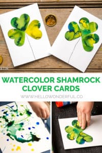 KID-MADE WATERCOLOR SHAMROCK CLOVER CARDS