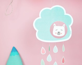 CUTE PAPER CLOUD RAINDROP MOBILE WITH FREE PRINTABLE TEMPLATE