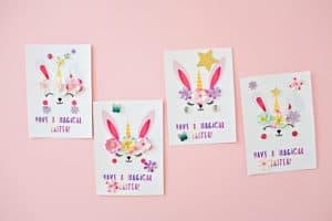 BUNNY UNICORN EASTER CARDS - hello, Wonderful