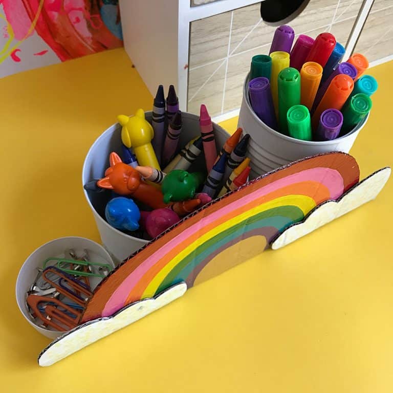 RECYCLED CARDBOARD RAINBOW PENCIL CADDY - hello, Wonderful
