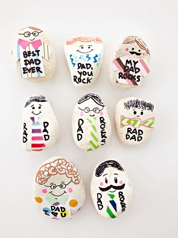 FATHER'S DAY WASHI TAPE TIE ROCK PAPERWEIGHT