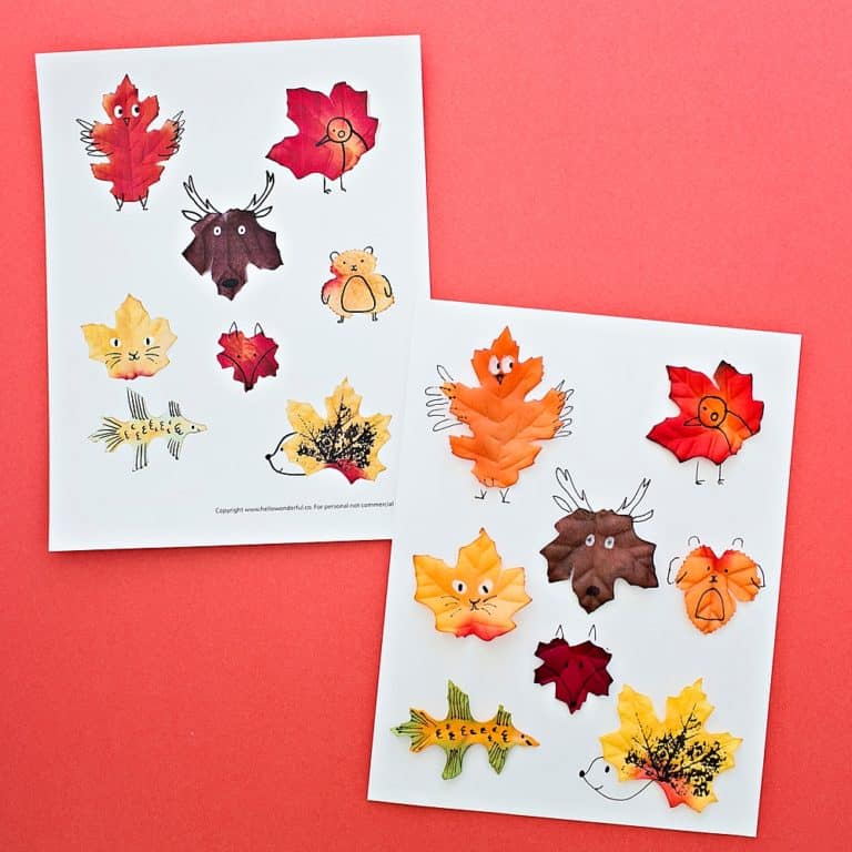 LEAF ANIMAL ART WITH TEMPLATE - hello, Wonderful