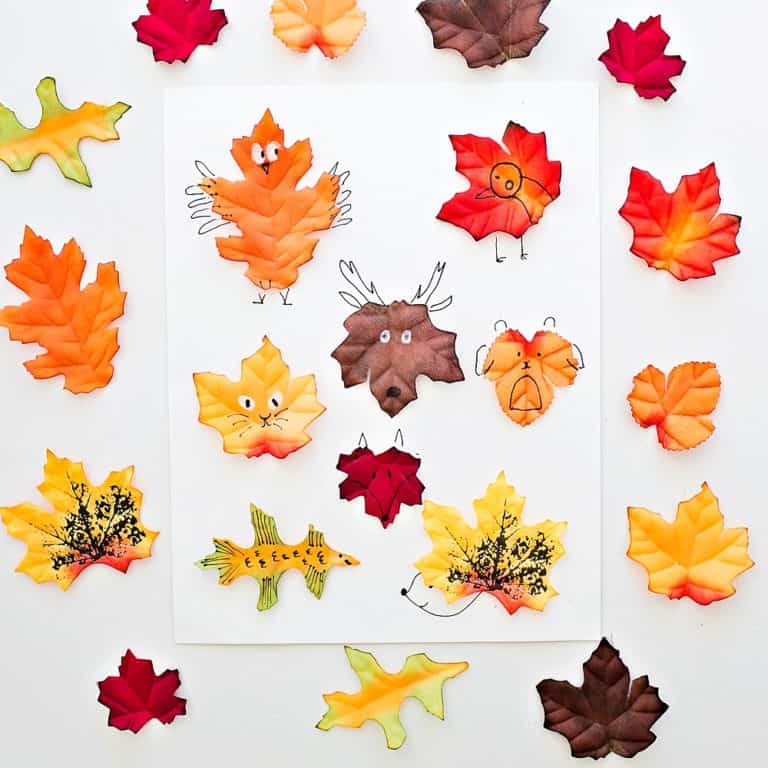 LEAF ANIMAL ART WITH TEMPLATE - hello, Wonderful