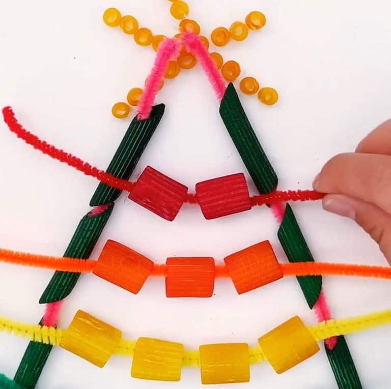 RAINBOW PASTA CHRISTMAS TREE CRAFT - hello, Wonderful