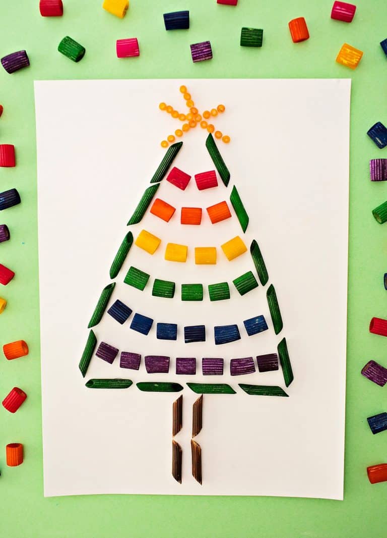 RAINBOW PASTA CHRISTMAS TREE CRAFT - hello, Wonderful