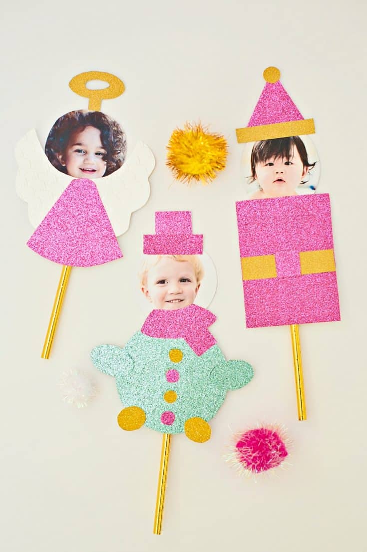 PHOTO CHRISTMAS STICK PUPPETS - hello, Wonderful