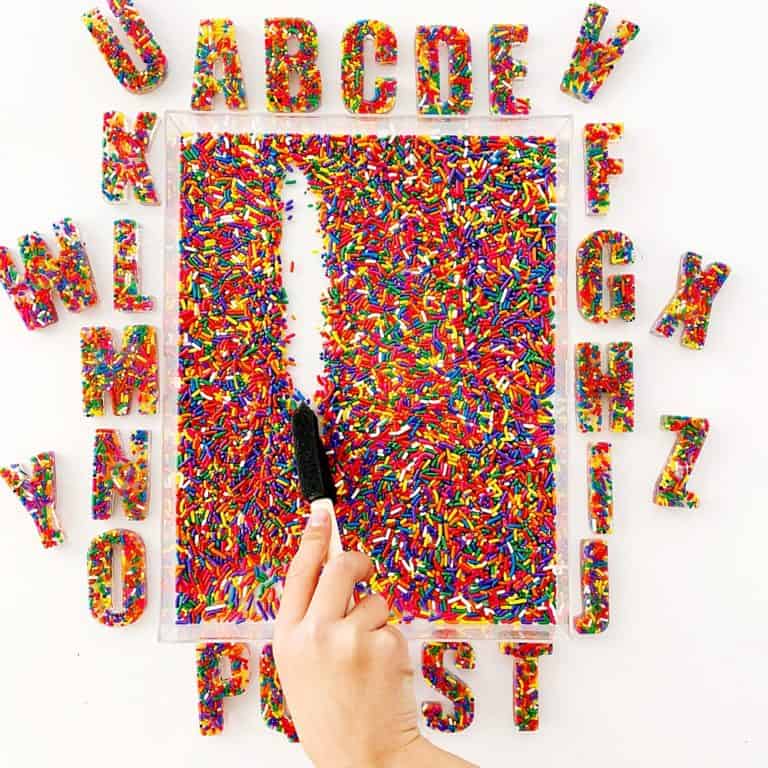 SPRINKLE LETTERS ALPHABET WRITING TRAY - hello, Wonderful