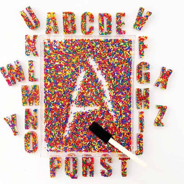 SPRINKLE LETTERS ALPHABET WRITING TRAY - hello, Wonderful