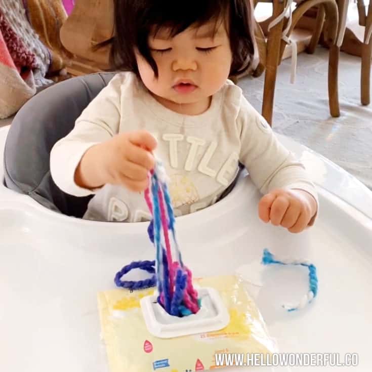 BABY WIPE CONTAINER YARN SENSORY FINE MOTOR SKILLS ACTIVITY - hello ...