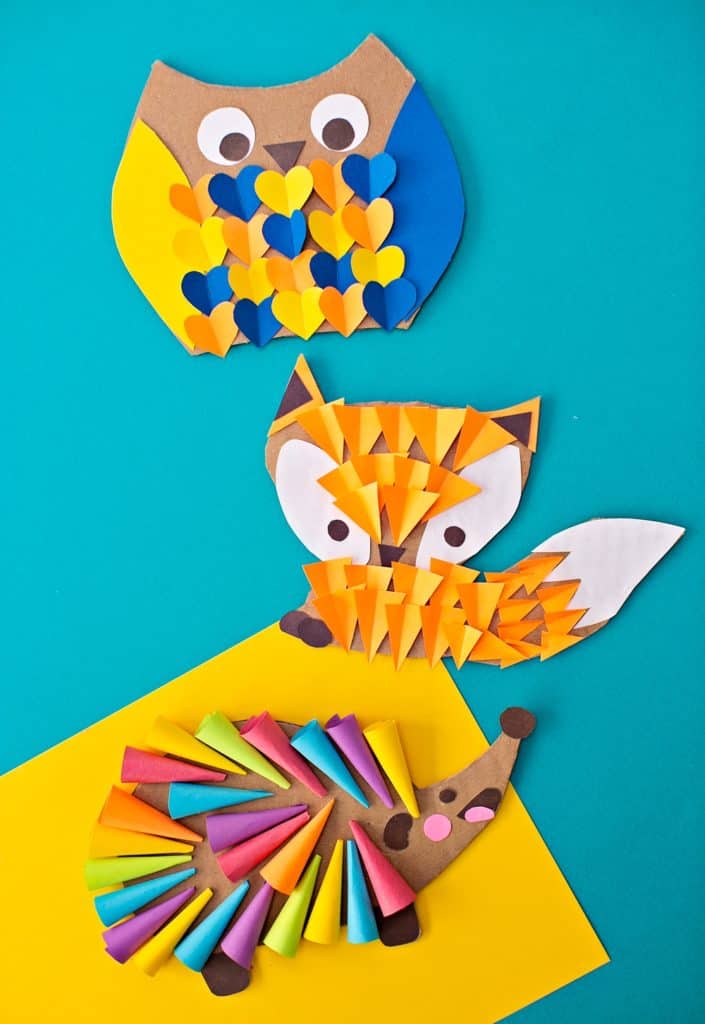 WOODLAND ANIMAL CRAFT CARDBOARD OWL FOX HEDGEHOG - hello, Wonderful