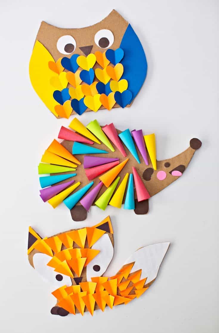 WOODLAND ANIMAL CRAFT CARDBOARD OWL FOX HEDGEHOG - hello, Wonderful