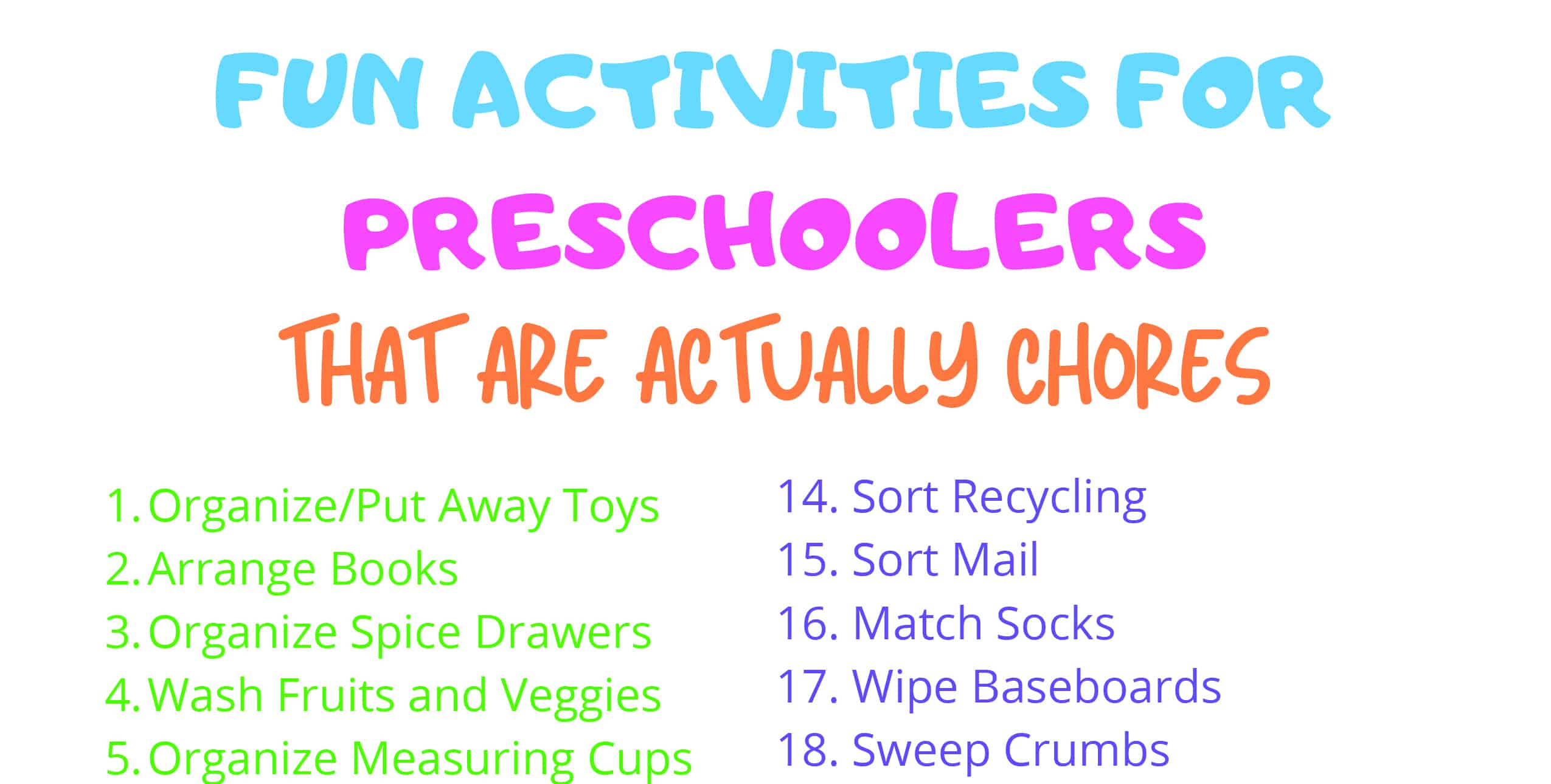 PRESCHOOL CHORES - hello, Wonderful