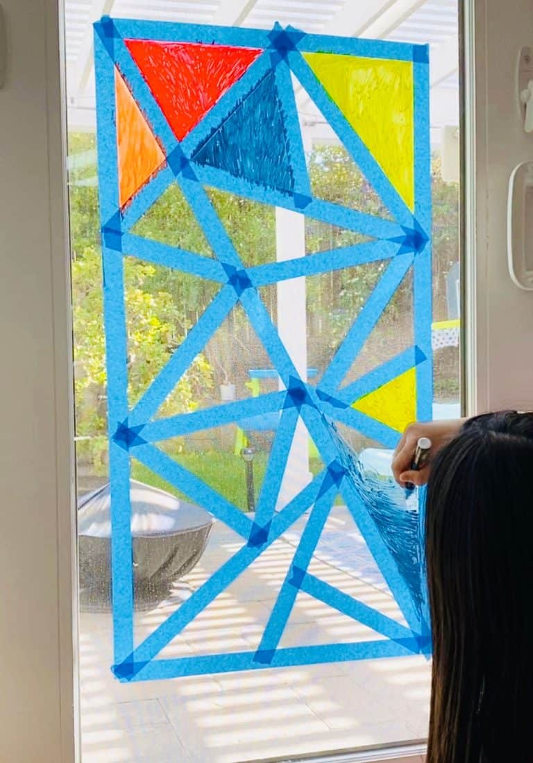 Window Chalk Mosaic Art - Window Painting With Kids