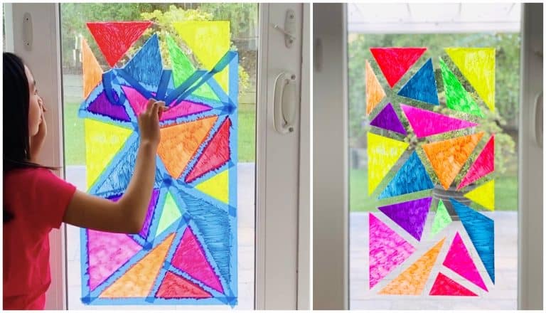Window Chalk Mosaic Art - Window Painting With Kids