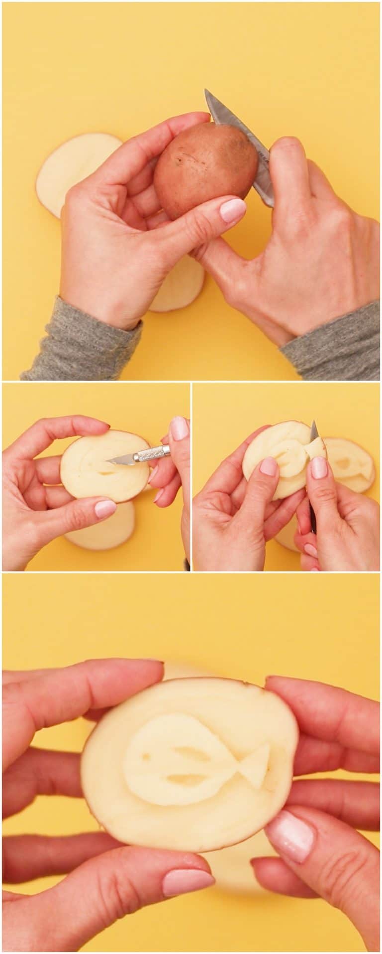 POTATO STAMP FISH - hello, Wonderful