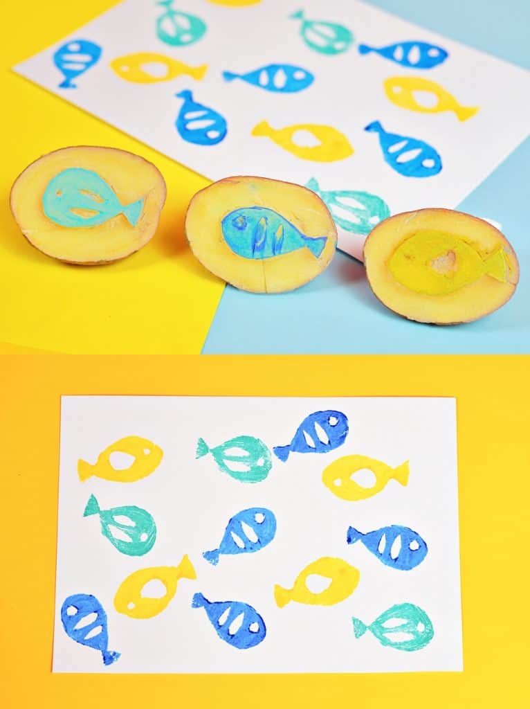 POTATO STAMP FISH - hello, Wonderful