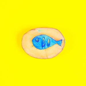 POTATO STAMP FISH - hello, Wonderful