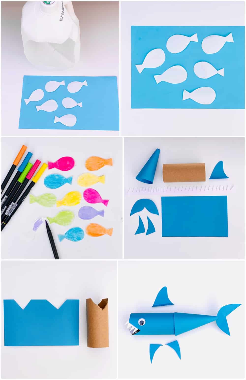 PAPER TUBE LEARNING SHARK CRAFT - hello, Wonderful