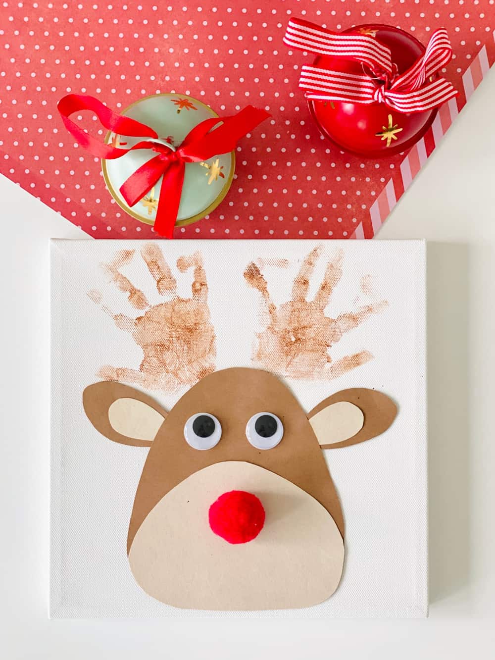 Rudolph Reindeer Handprint Art - Cute Christmas Handprint art for Kids
