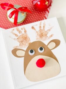 Rudolph Reindeer Handprint Art - Cute Christmas Handprint art for Kids