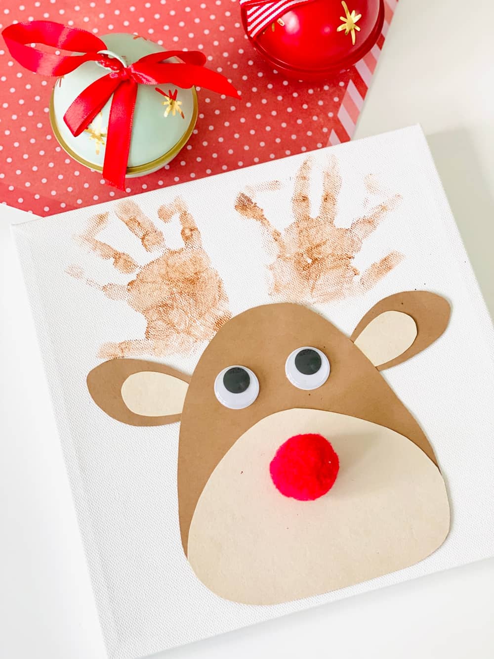 Rudolph Reindeer Handprint Art - Cute Christmas Handprint art for Kids