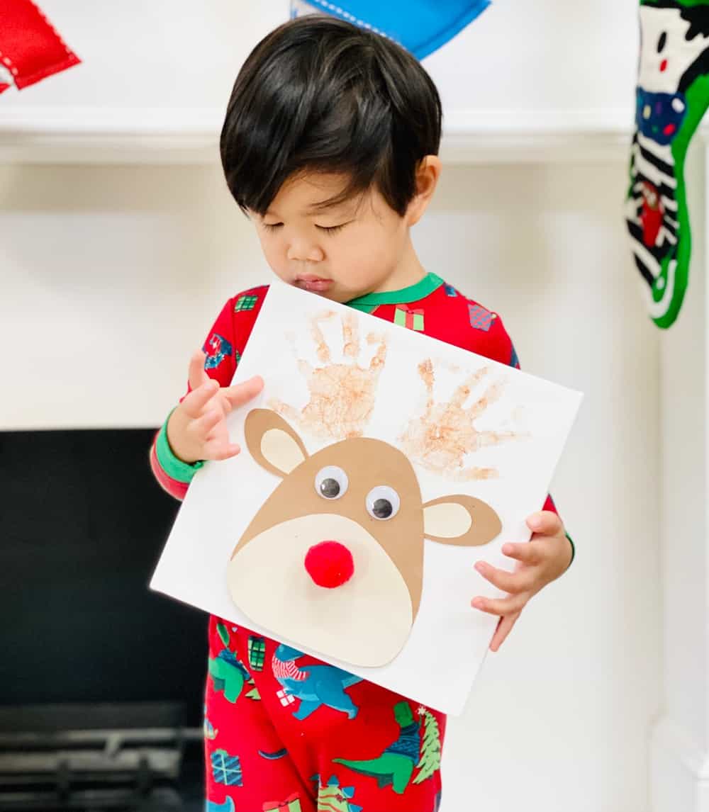 Rudolph Reindeer Handprint Art - Cute Christmas Handprint art for Kids