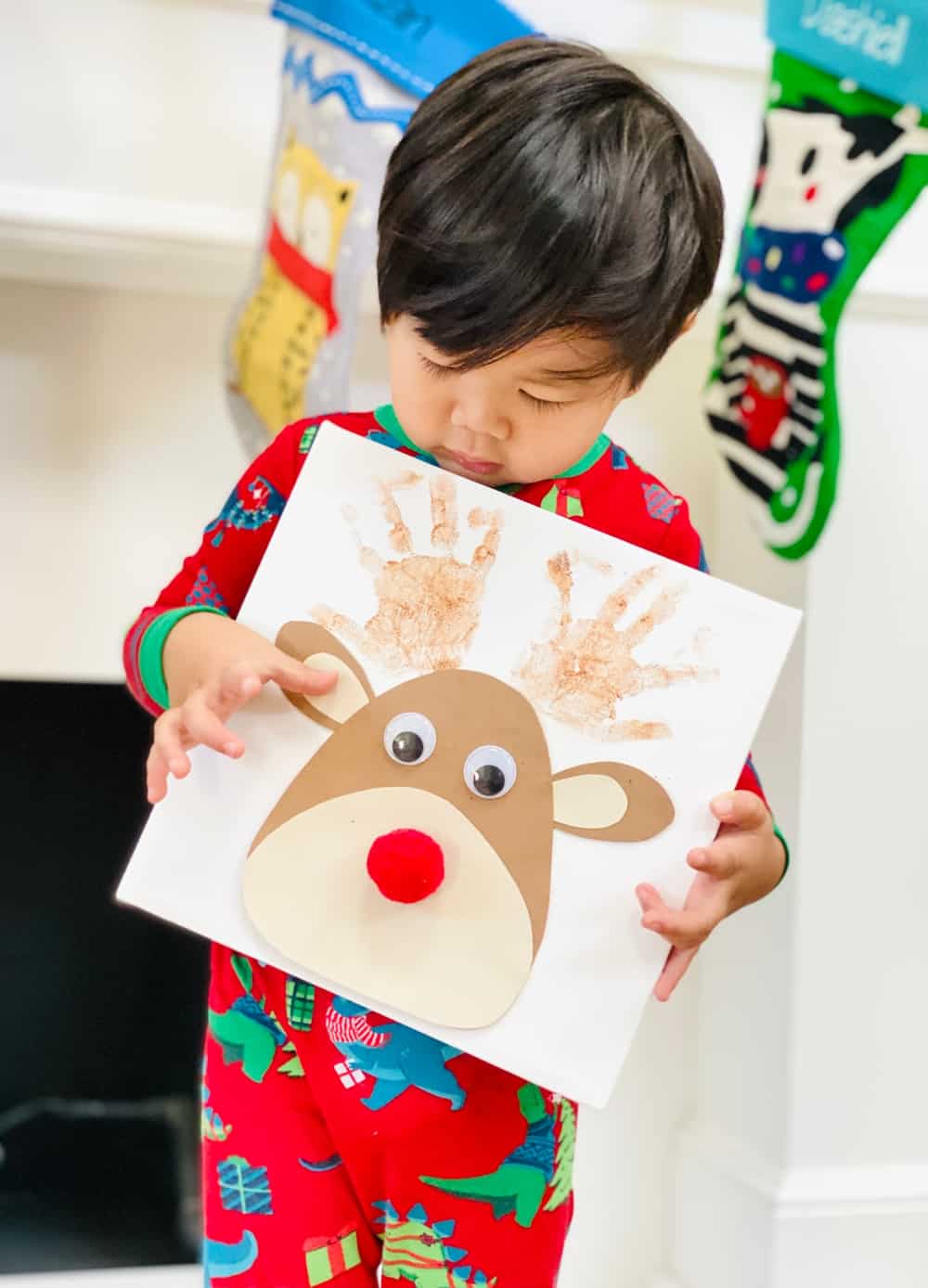Rudolph Reindeer Handprint Art - Cute Christmas Handprint art for Kids