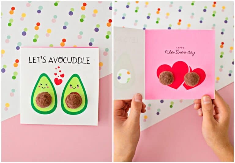 DIY Avocado Valentine Card - Get the free printable template!