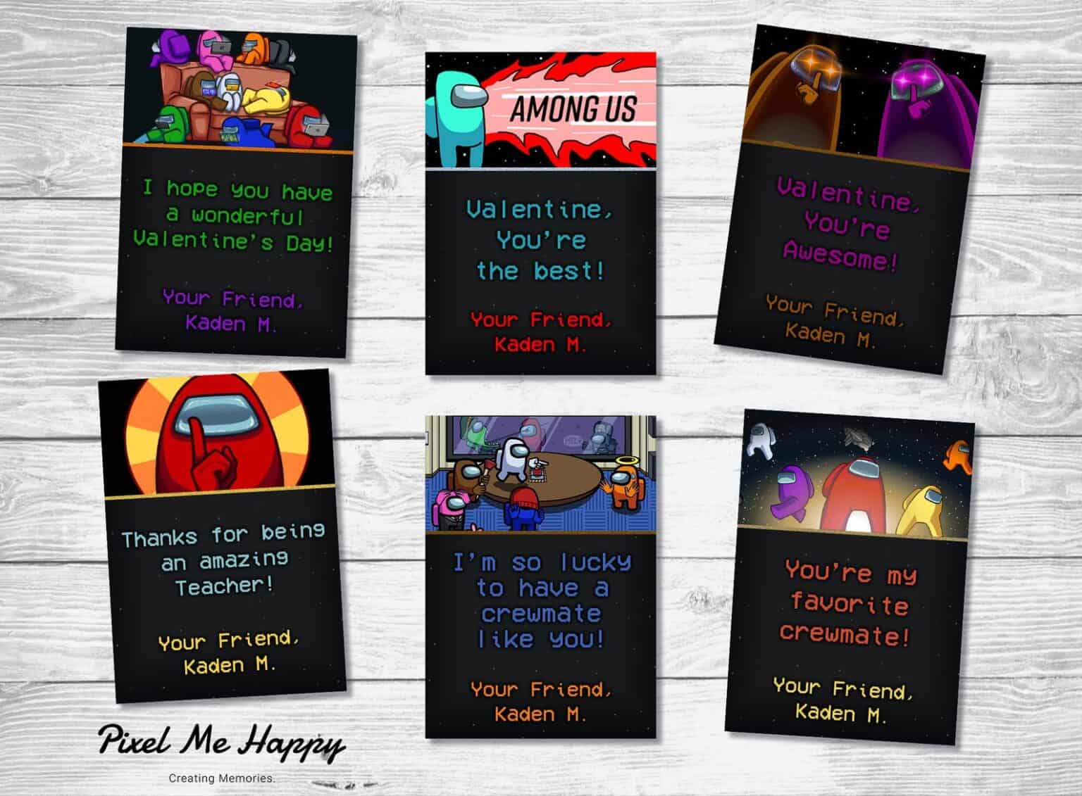 Among Us Valentine Cards - Kids will love these fun game inspired cards