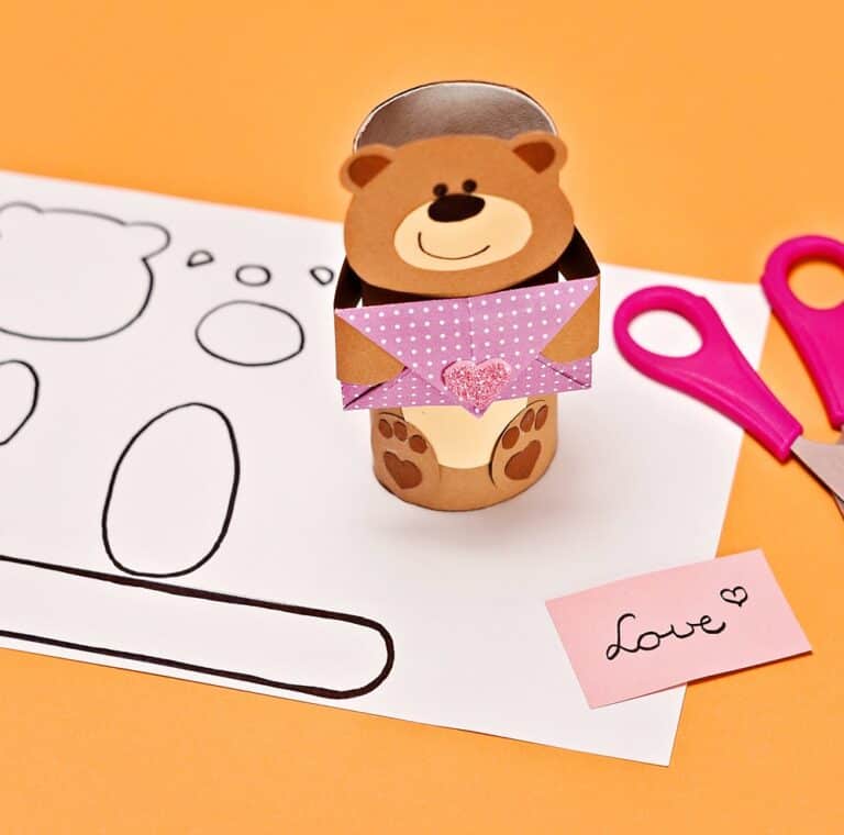 This Paper Tube Valentine Bear Craft is the sweetest Vday favor for kids!