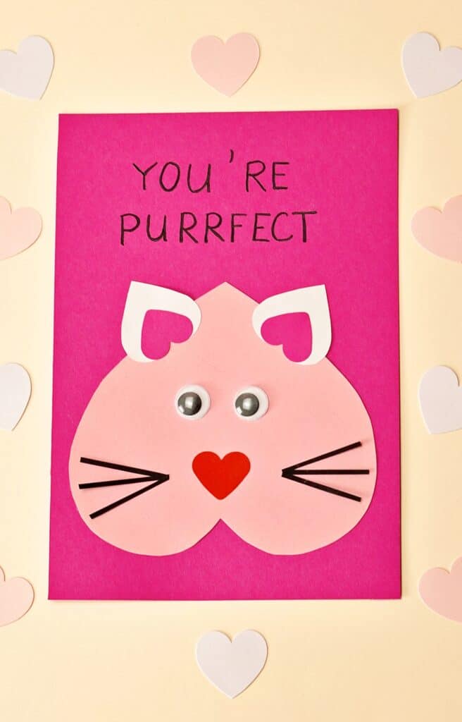 DIY Valentine Cat Card - Super cute Valentine Craft for Kids