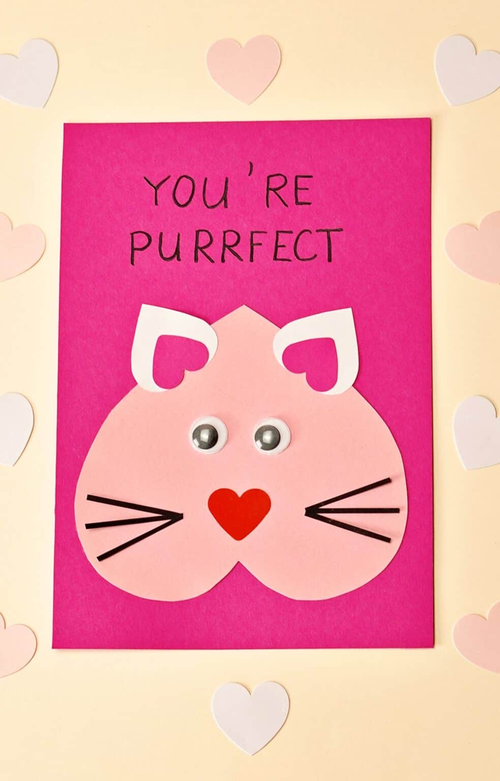 DIY Valentine Cat Card - Super cute Valentine Craft for Kids