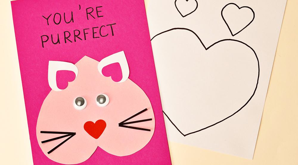 DIY Valentine Cat Card - Super cute Valentine Craft for Kids