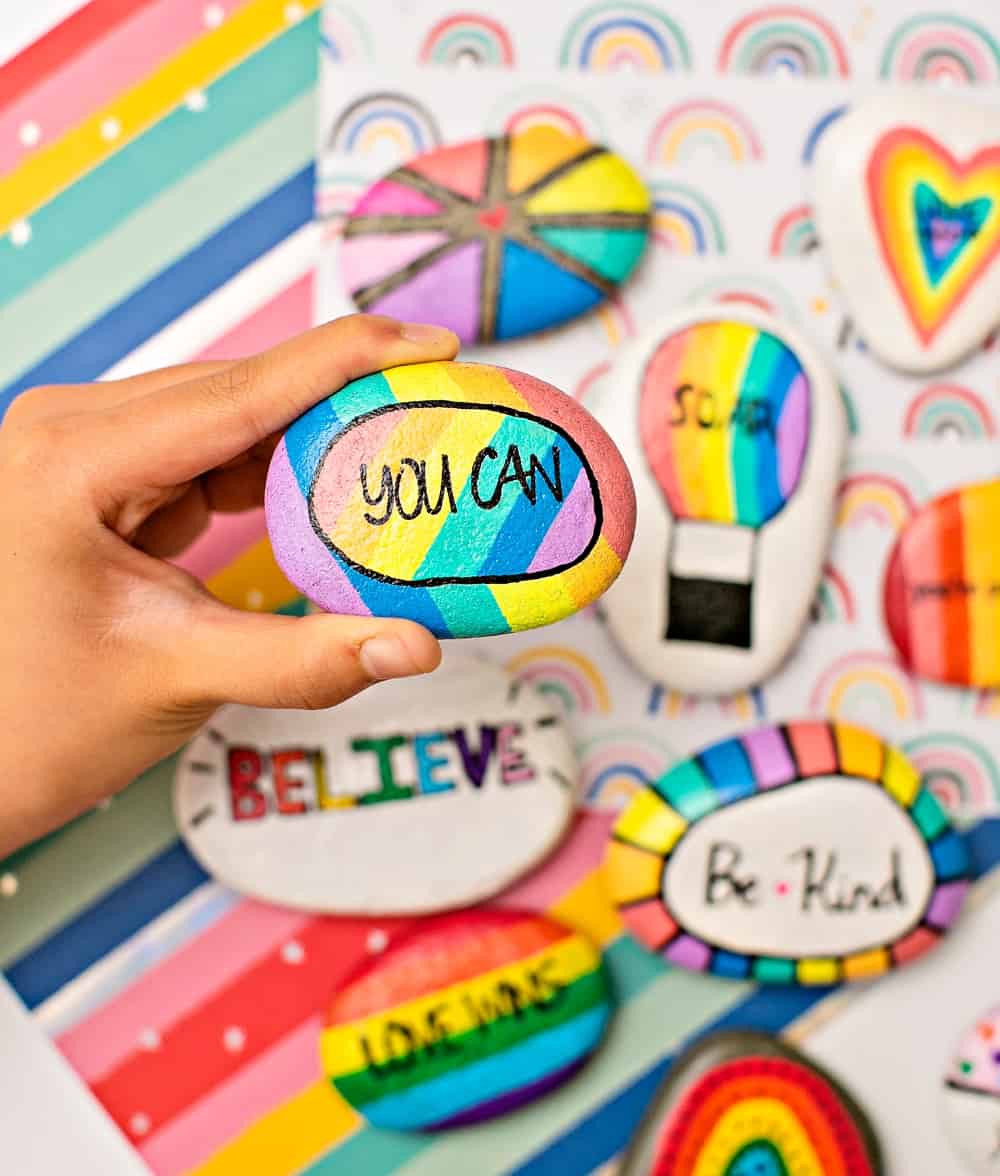 Rainbow Kindness Rocks - Inspirational Painted Rocks
