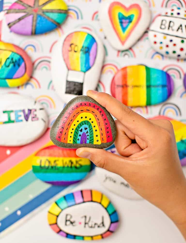 Rainbow Kindness Rocks - Inspirational Painted Rocks