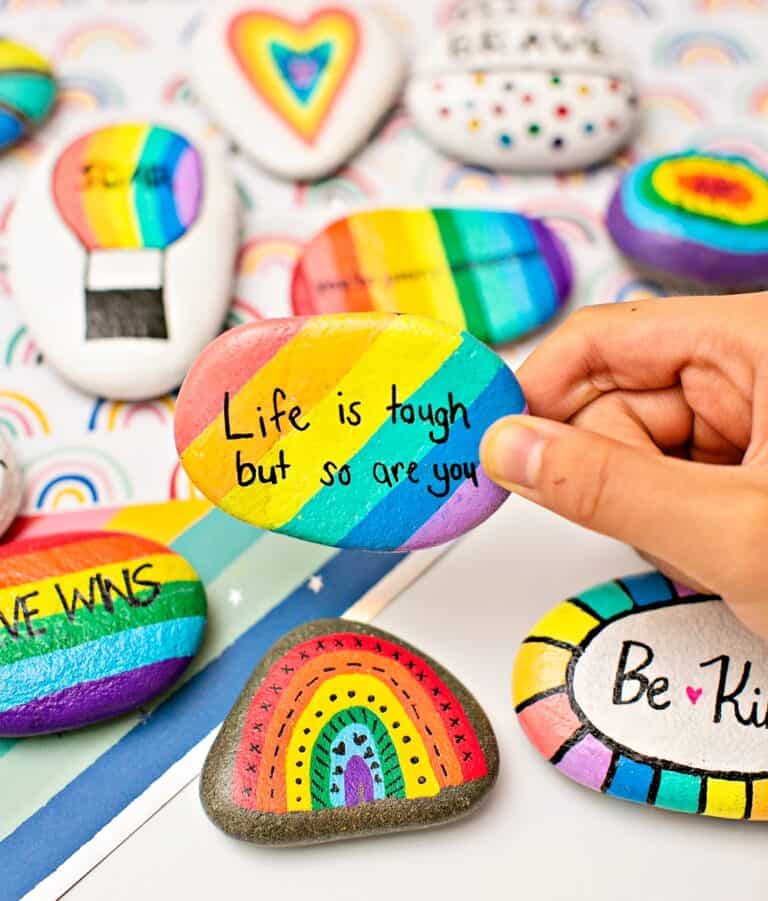 Rainbow Kindness Rocks - Inspirational Painted Rocks