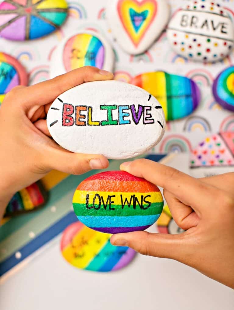 Rainbow Kindness Rocks - Inspirational Painted Rocks