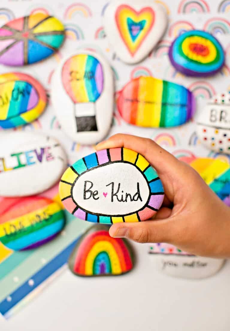 Rainbow Kindness Rocks - Inspirational Painted Rocks