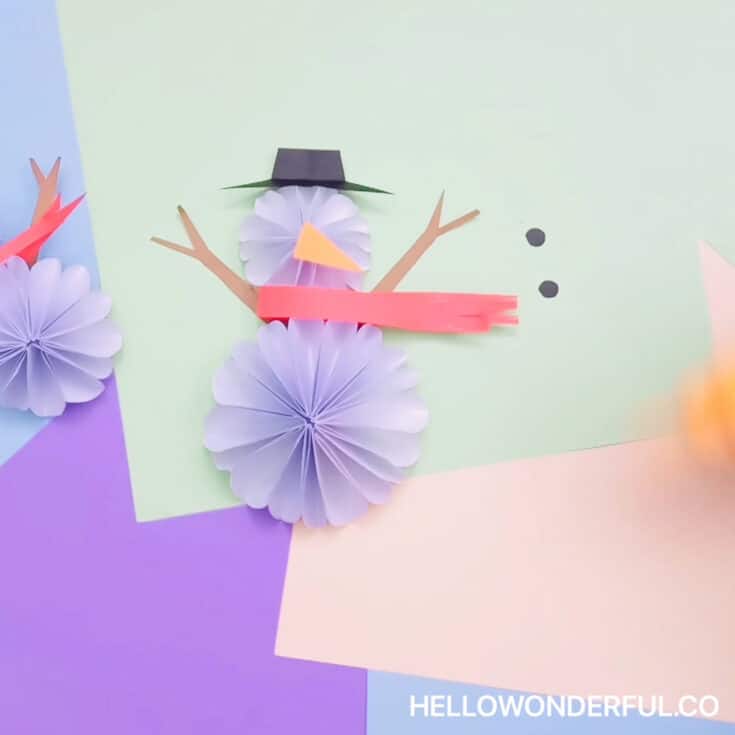 3D Paper Snowman Craft - Easy Christmas Craft For Kids