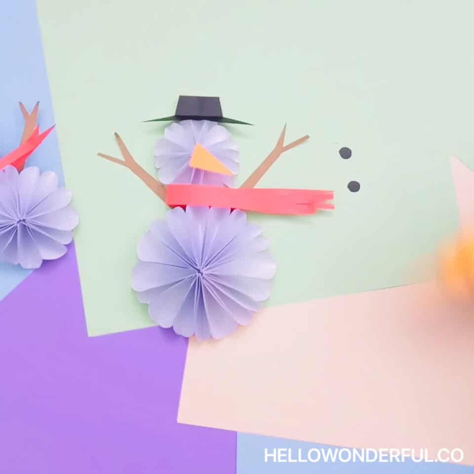 3D Paper Snowman Craft - Easy Christmas Craft For Kids