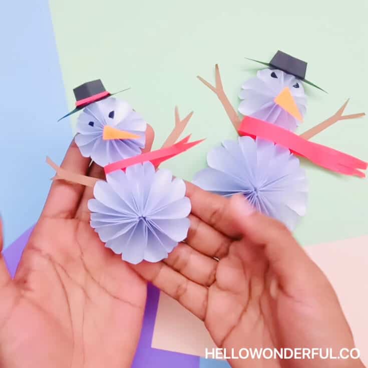 3D Paper Snowman Craft - Easy Christmas Craft For Kids