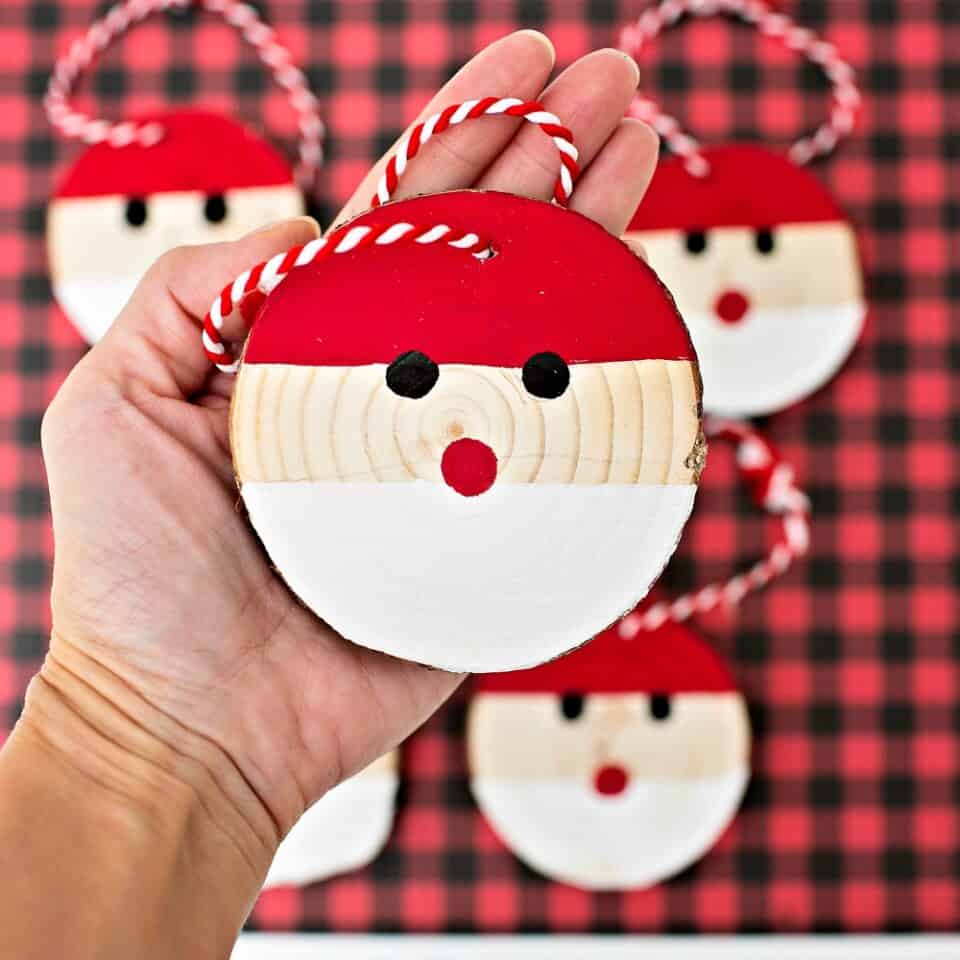 DIY Santa Woodslice Ornament - Easy Christmas Craft For Kids