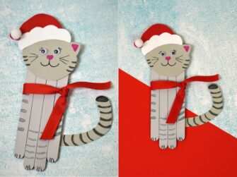 Cat Popsicle Stick Christmas Craft - Cute Holiday Craft for Kids