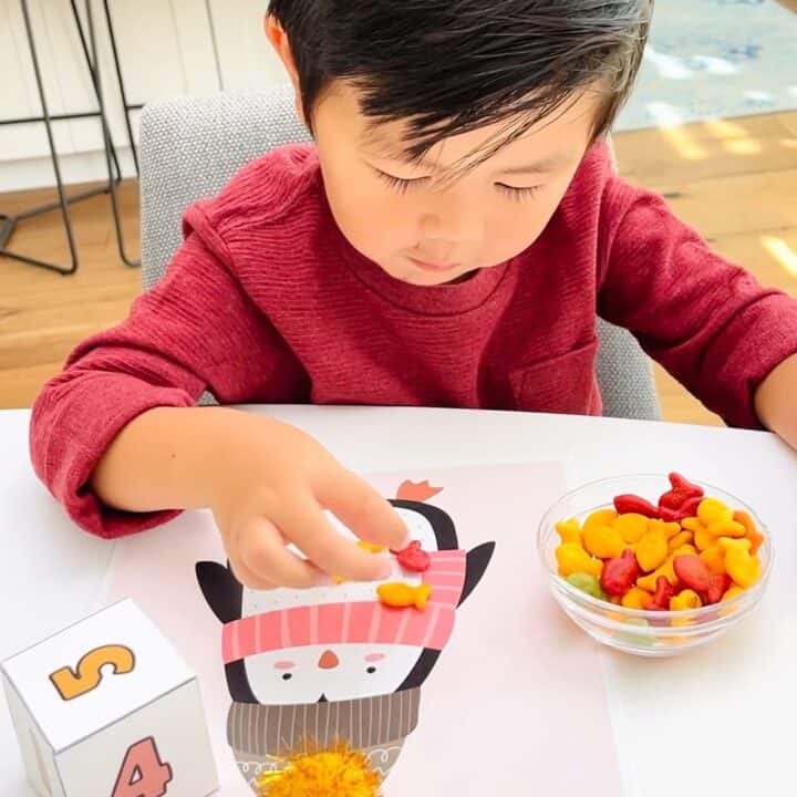 Feed The Penguin Winter Activity For Kids - Winter Preschool Craft