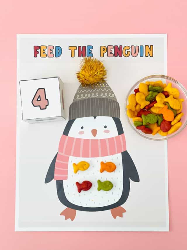 Feed The Penguin Winter Activity For Kids - Winter Preschool Craft