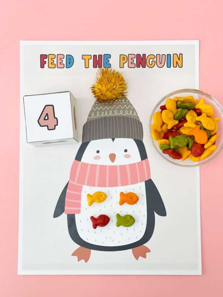Feed The Penguin Winter Activity For Kids - Winter Preschool Craft
