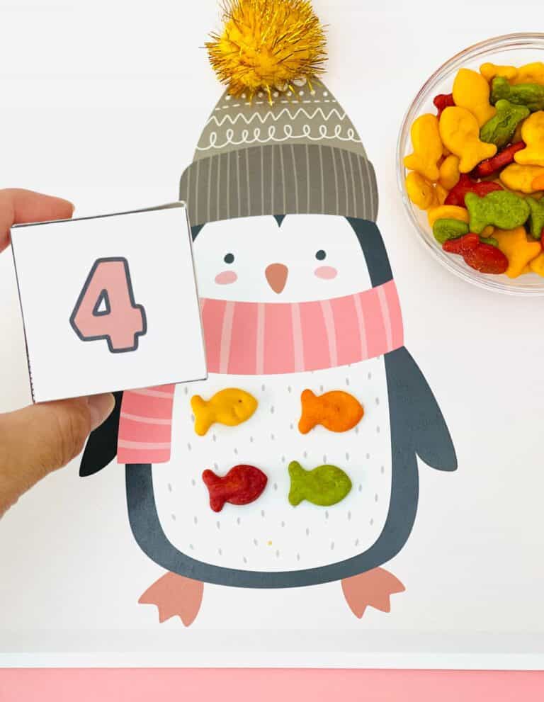 Feed The Penguin Winter Activity For Kids - Winter Preschool Craft